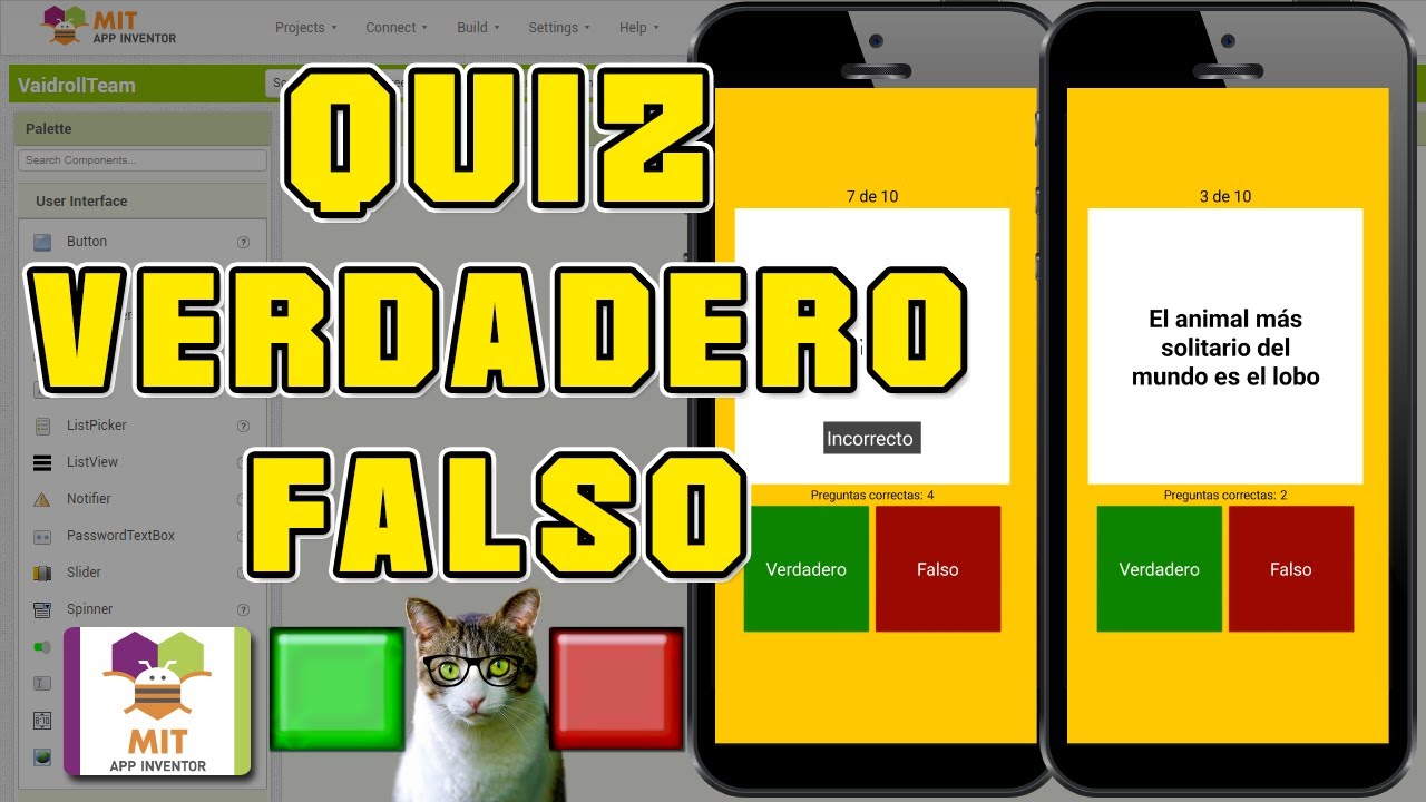 CÓMO CREAR UN QUIZ VERDADERO O FALSO EN MIT APP INVENTOR 2 - YouTube