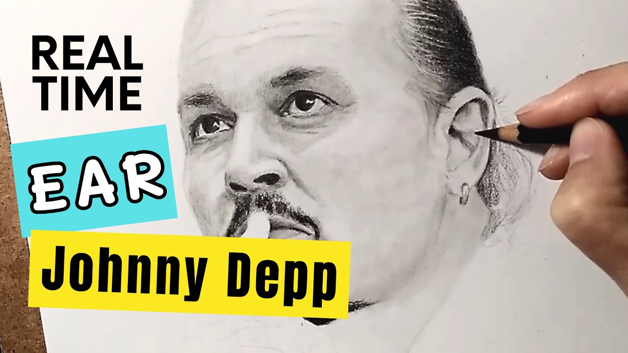 How to Shade an Ear - Real Time Realistic Drawing Johnny Depp - YouTube