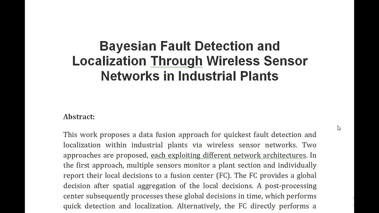 Bayesian Fault Detection and Localization Through Wireless Sensor Networks in Industrial Plants ...