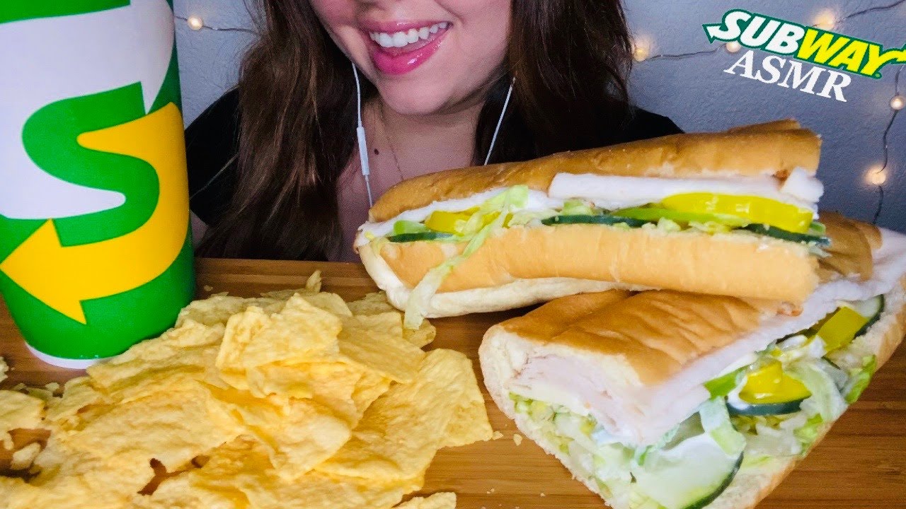 ASMR SUBWAY FOOTLONG TURKEY SANDWICH MUKBANG |SATISFYING EATING SOUNDS ...