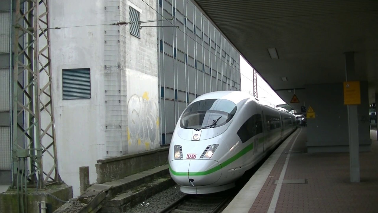 Groene ICE 3+ICE 3 vertrekken van station Duisburg HBF (D)//Grüne ICE ...