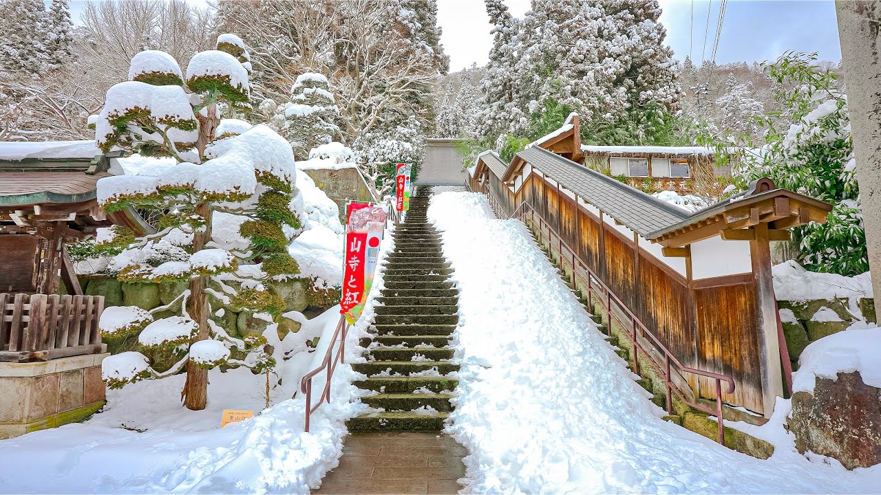 Japan: Yamadera Mountain Temple, Morning Walk in Winter • 4K HDR - YouTube