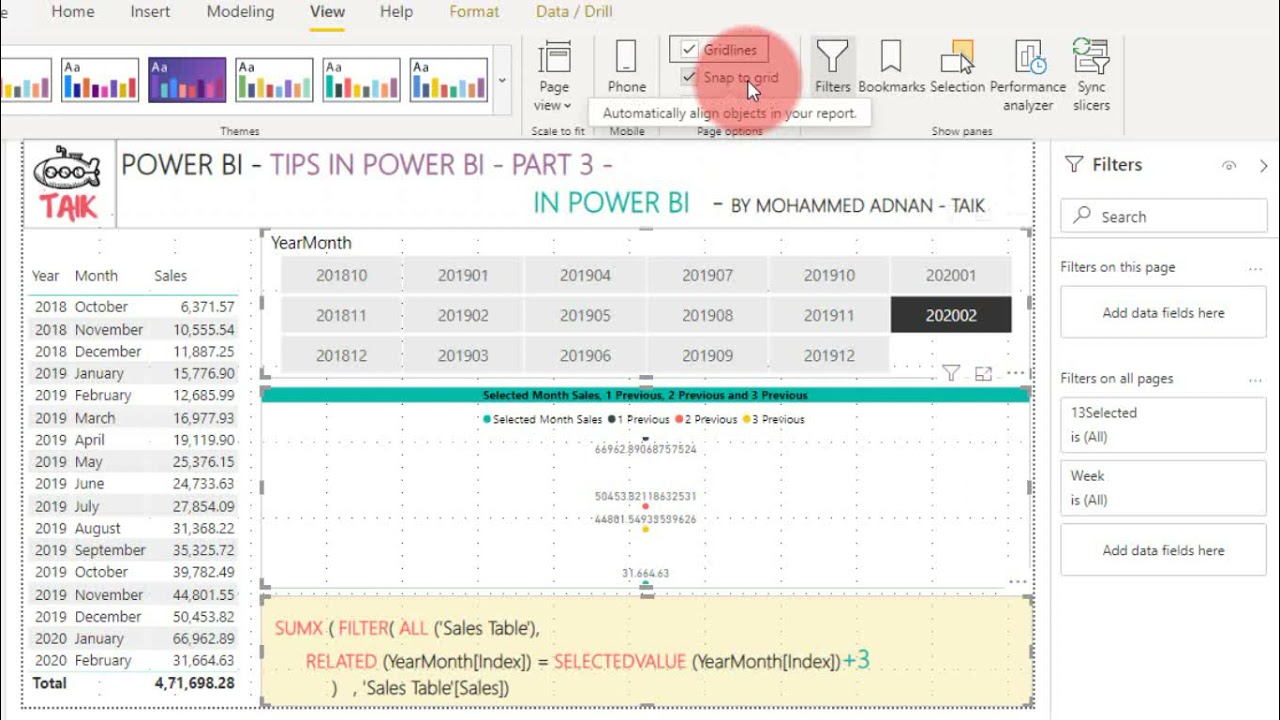 Gridlines and Snap to Grid in Power BI by taik18 Power BI - YouTube