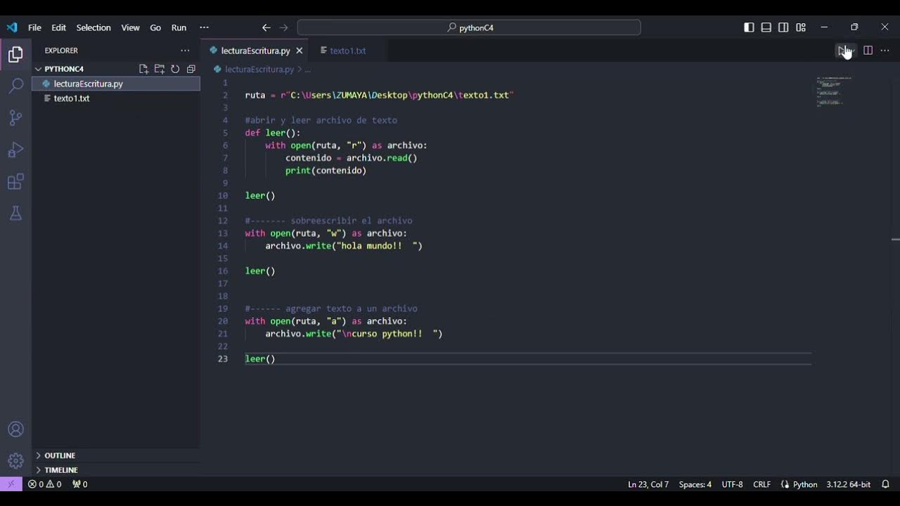 Python tarea4: lectura y escritura de archivos de texto. - YouTube