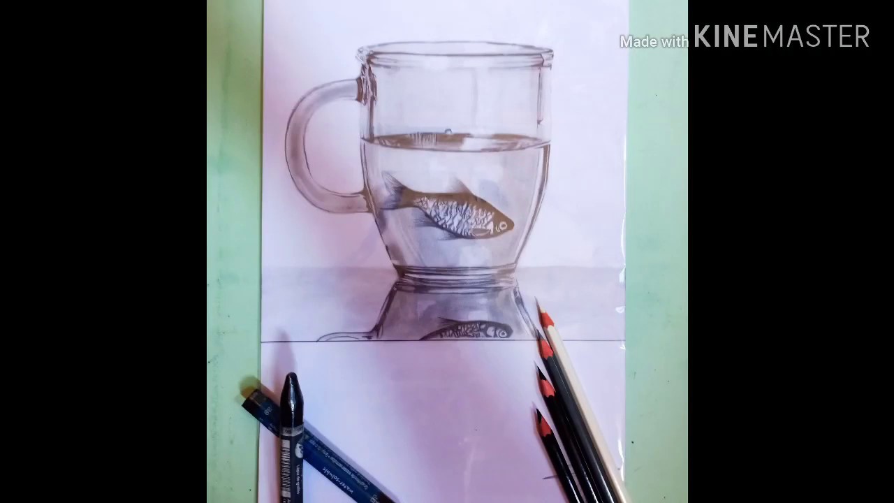 How to draw fish in a glass/ Pencil sketch - YouTube