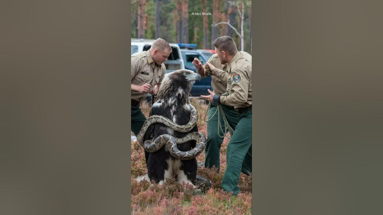 Unbelievable! Python Wraps Around a Huge Eagle! #shorts - YouTube