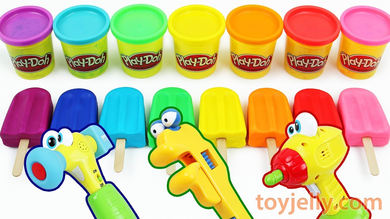 Learn Colors Play Doh Popsicle Ice Cream PJ Masks Molds Kinder Joy ...