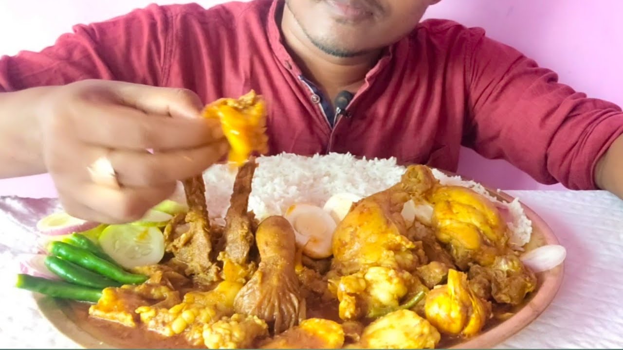 Mutton fat curry and chusta |chicken leg piece | Egg| Eating challenge ...