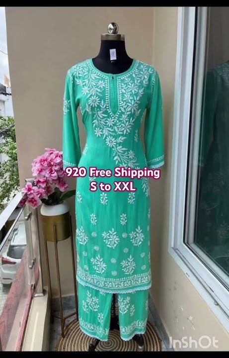 Chickan work Georgette kurti with Palazzo set #viralvideo #fashion #smartchoicecollections-0627 ...