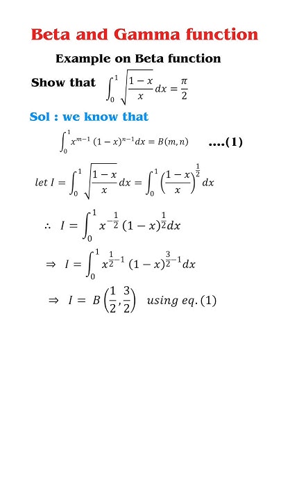 Beta and gamma function | Example 2 of Beta function #mathematics #maths #engineering #bsc - YouTube