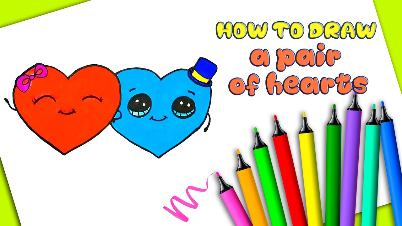How to Draw A PAIR OF HEARTS - YouTube
