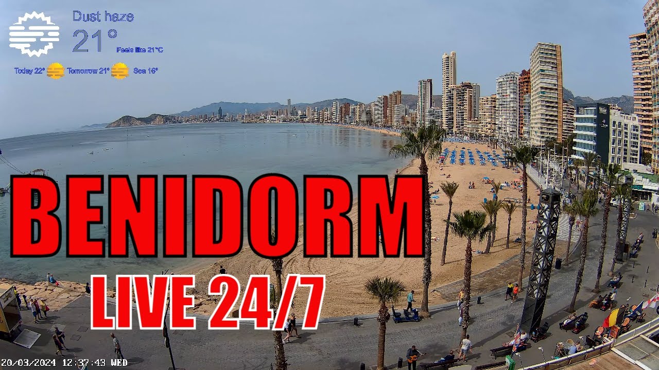Benidorm Live Beach Cam 🇪🇸 Streamed 20th March 2024 (1) - YouTube