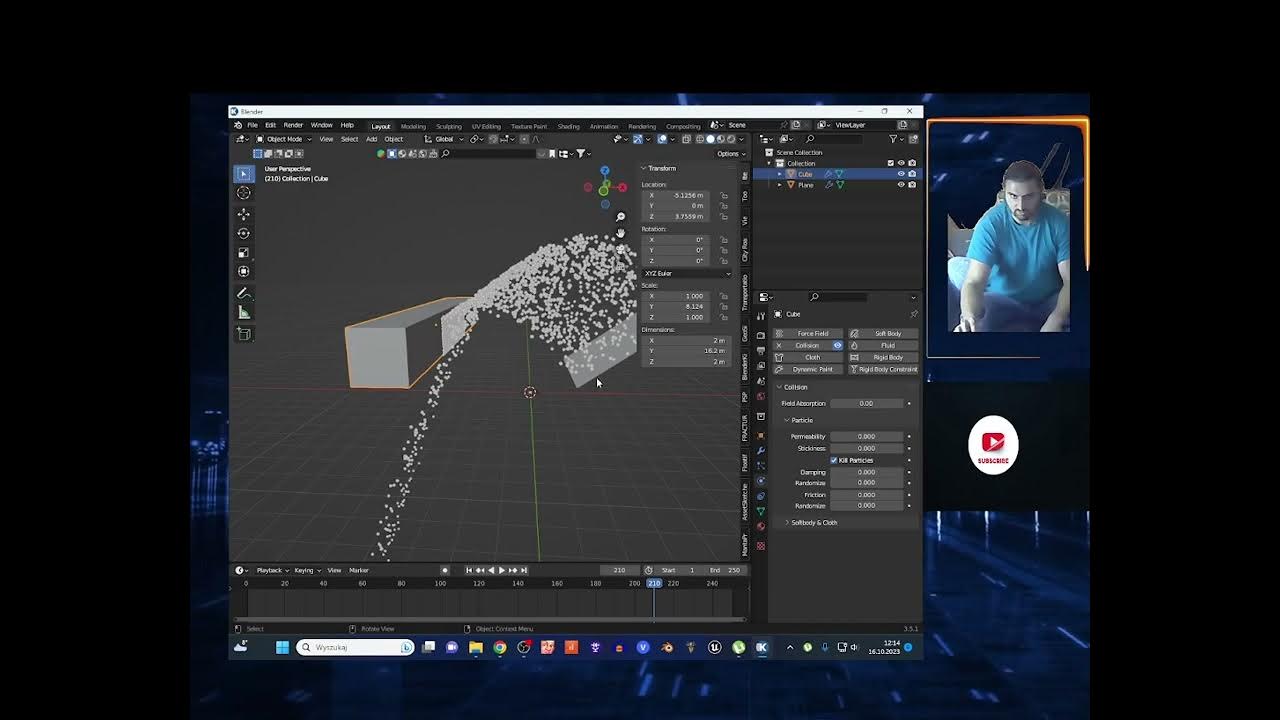 BLENDER TUTORIAL-PARTICLE SYSTEM AND COLLISION - YouTube