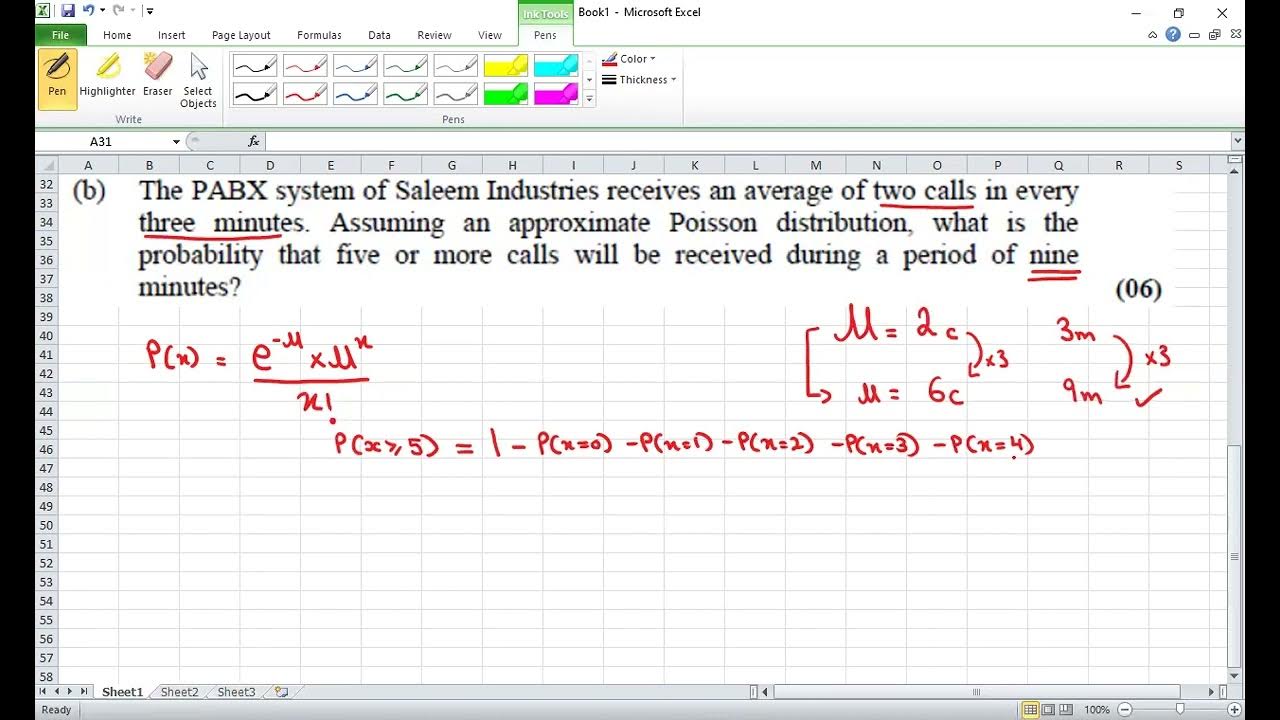 Poisson distribution practice question pabx system question - YouTube