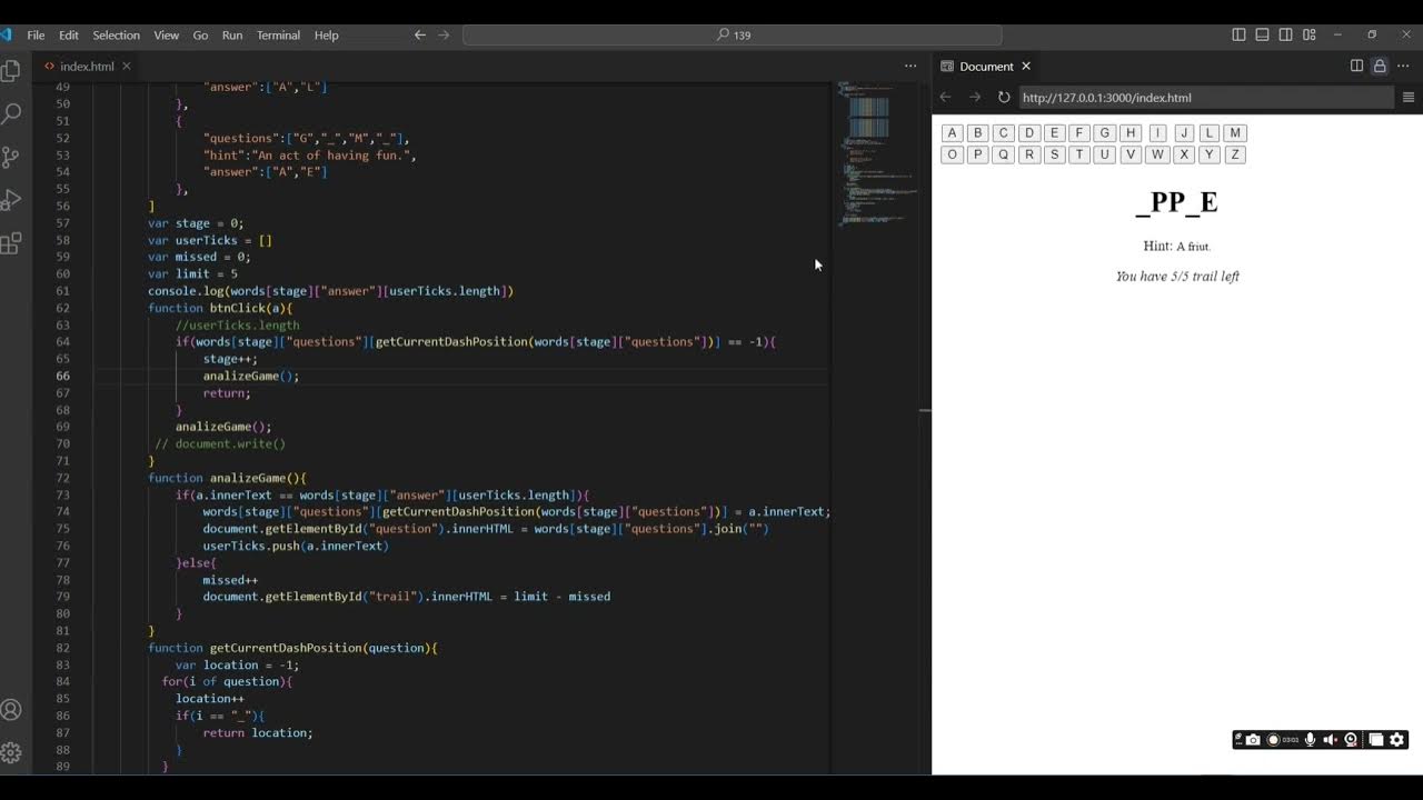 Build A Hangman Game in HTML CSS and JavaScript | for beginners and newbies | Part 6 - YouTube