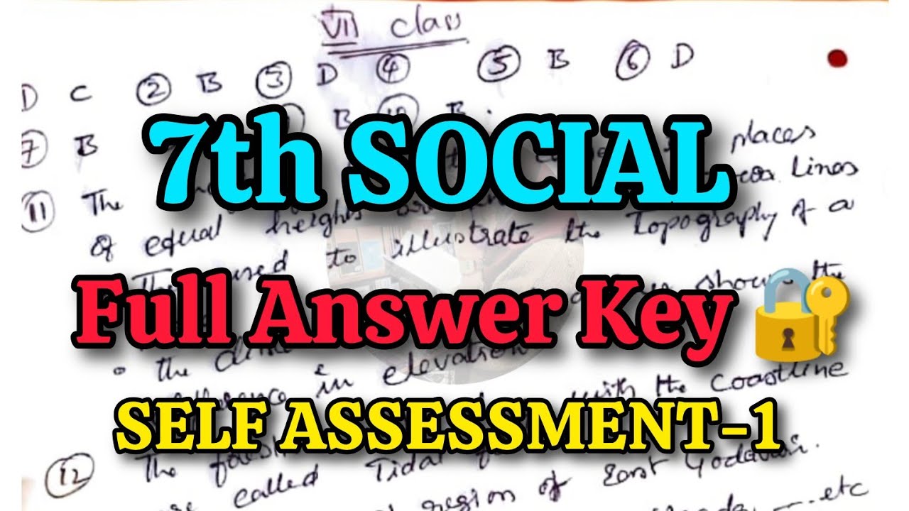 7th 💯Full SOCIAL "SELF ASSESSMENT-1" Question Paper Answer Key | 💯7th ...