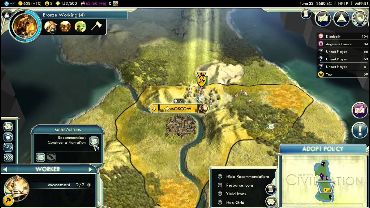 Civilization 5 Gameplay Russia Emperor Part 5 Starting Warrior Spam ...