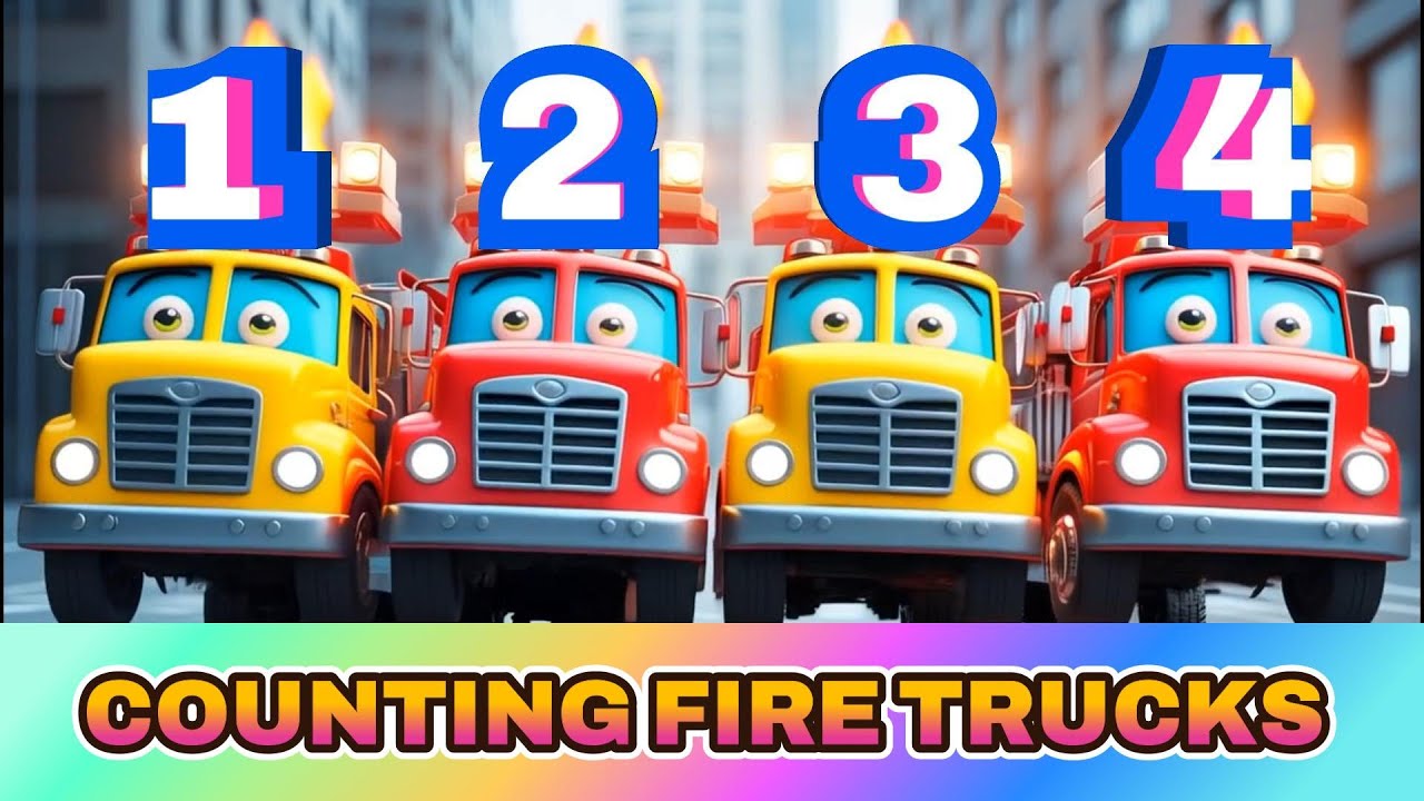 🚒 Learn Numbers with Fire Trucks | Counting Fire Trucks Song (1-5 ...