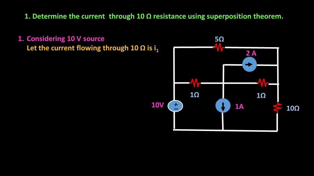 Superposition Theorem for DC circuits : Finding current through a ...