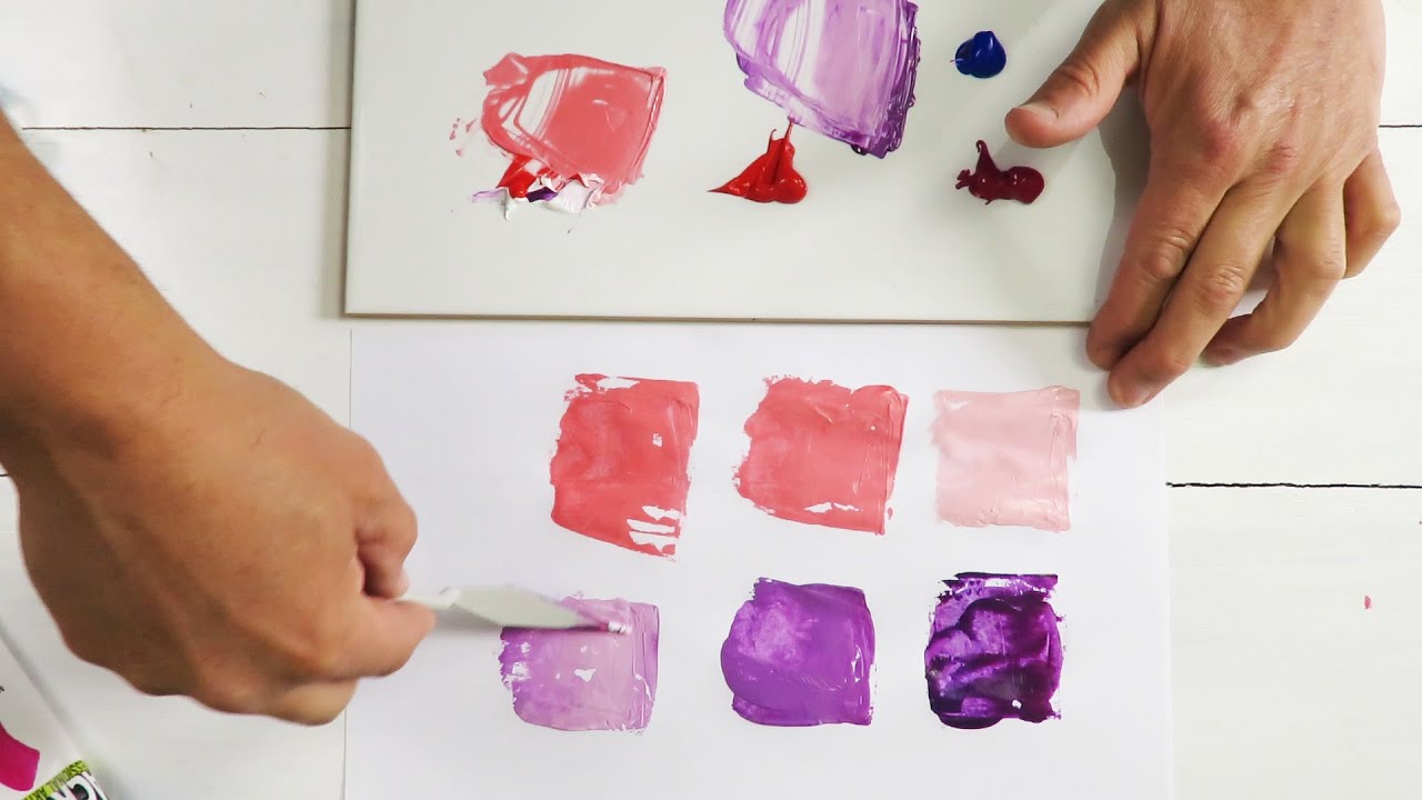 How To Make Purple And Pink Colour Easy Using Primary Acrylic Paints ...