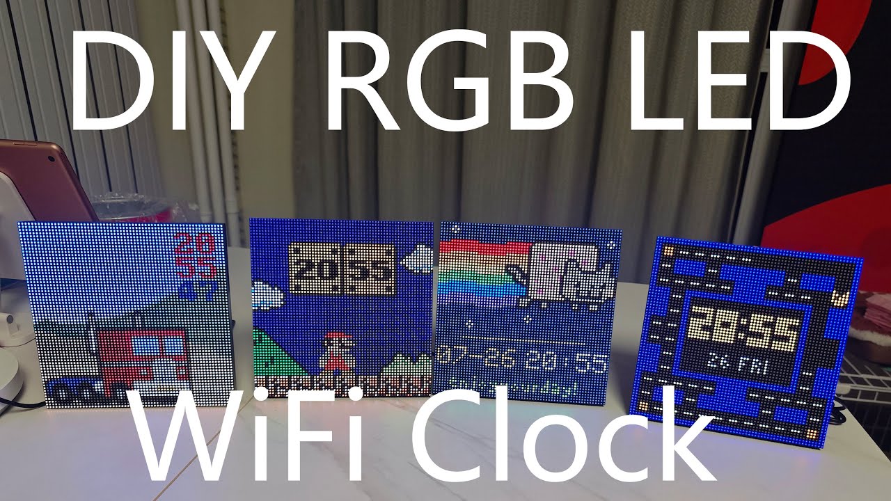 DIY RGB LED WiFi Clock, ClockWise Plus, Super mario,pacman,transformer ...
