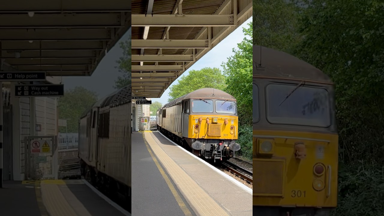 Double header Class 56301 and 56103 passing Raynes Park - YouTube