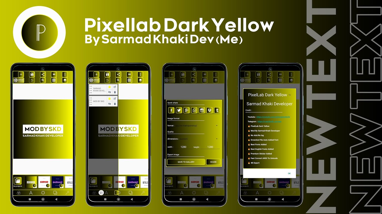 Pixellab Dark Yellow | Pixellab Dark mod apk | Design Bolts - YouTube