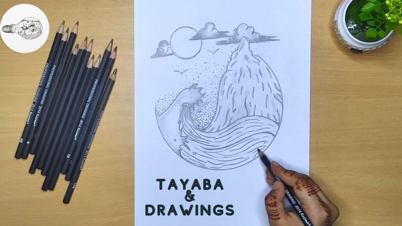 How to draw sea easily - YouTube