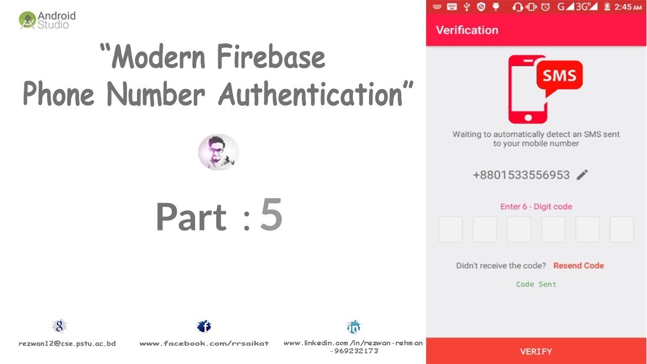 #5 Modern firebase phone authentication (Java coding & Testing) _Part ...