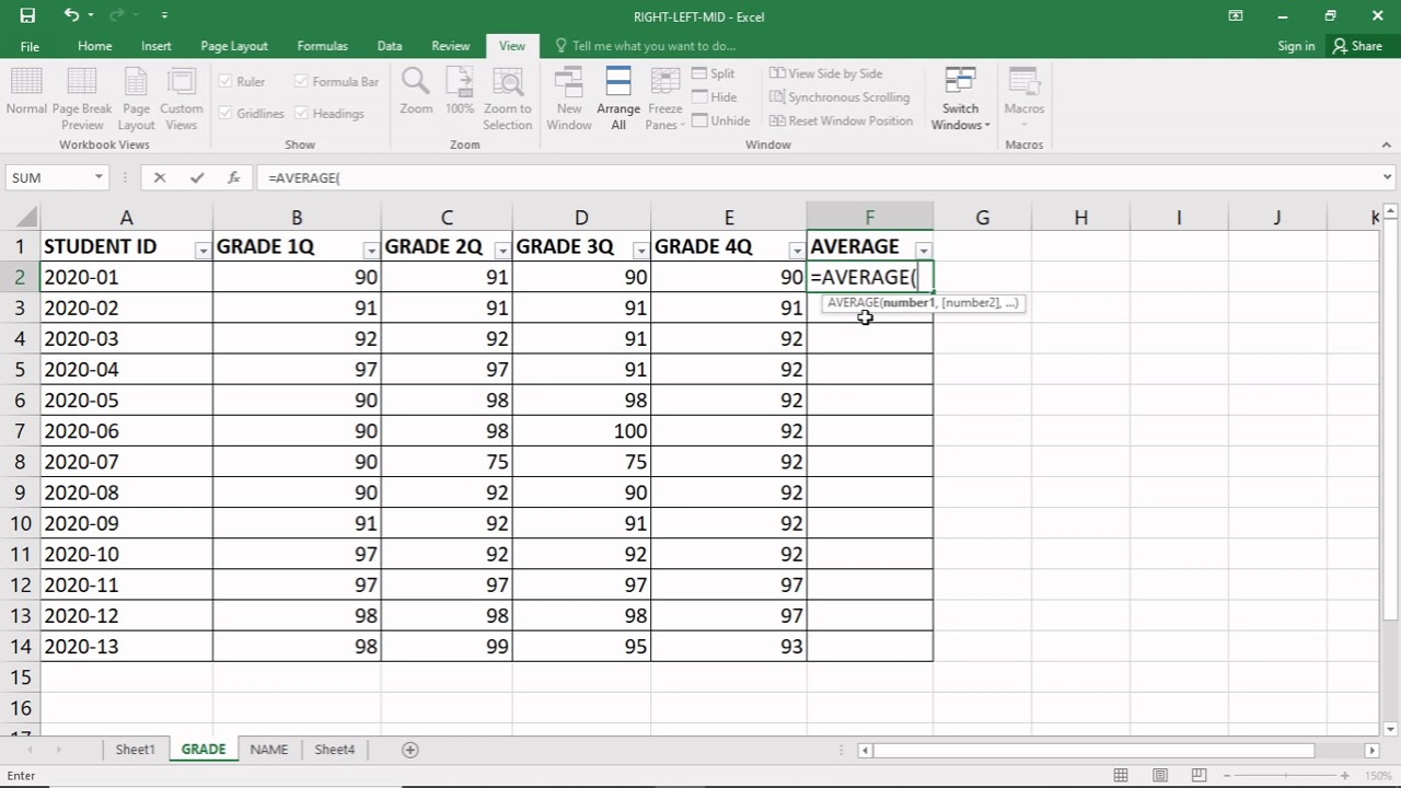 MS Excel Average Formula: Filipino- Tagalog - YouTube