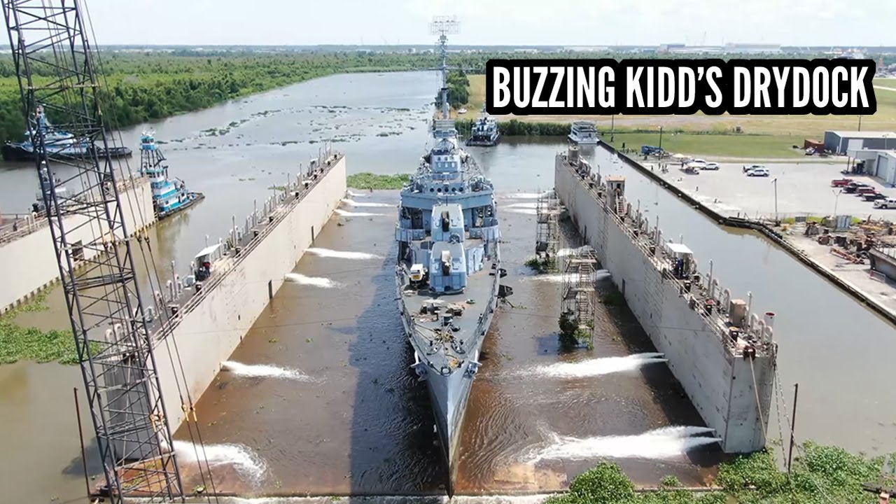 USS KIDD Drydocking - First Time in 62 Years (Drone POV) - YouTube