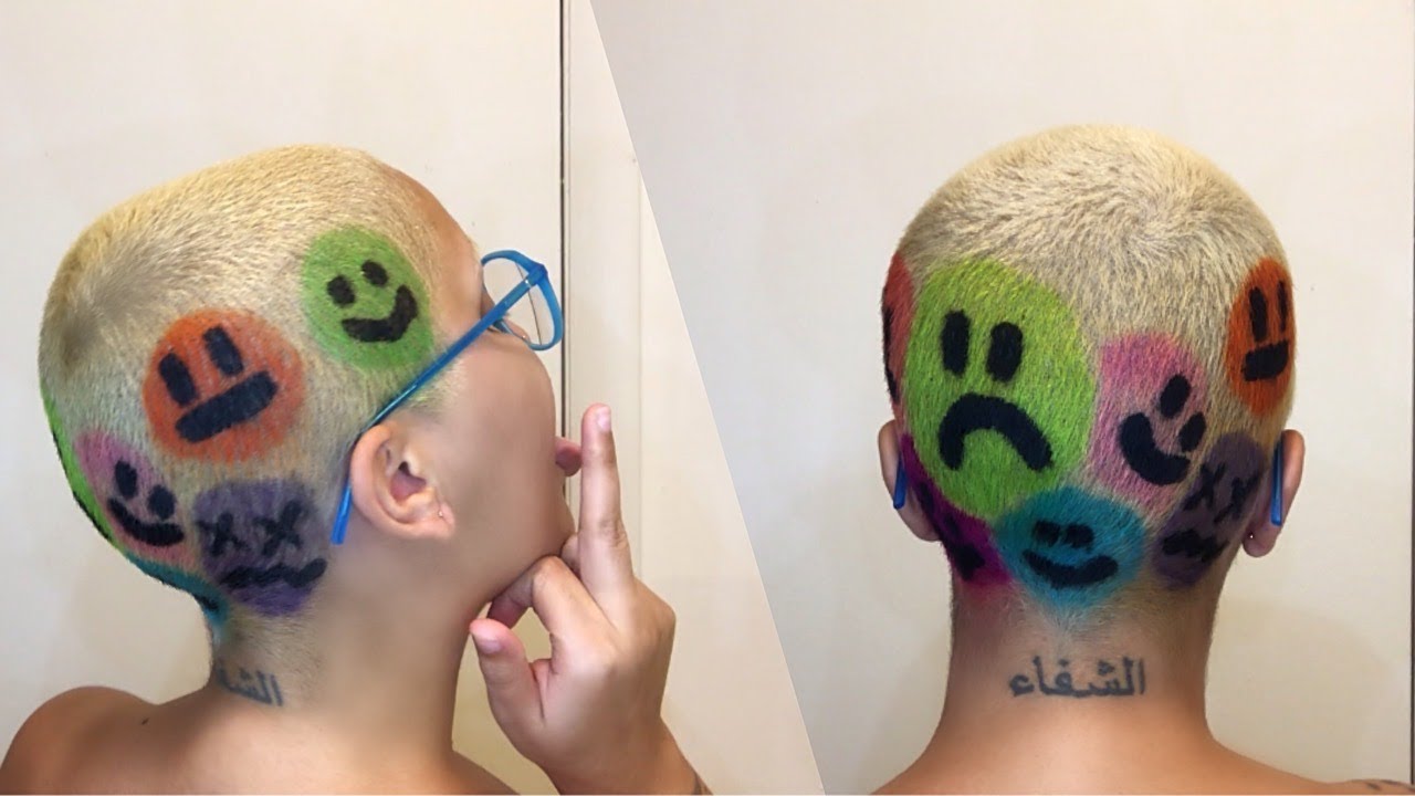 DYEING COLORFUL SMILEY FACES INTO MY BUZZCUT - YouTube