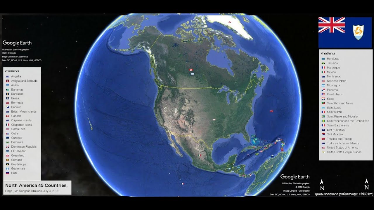 North America 45 Countries Flags - YouTube