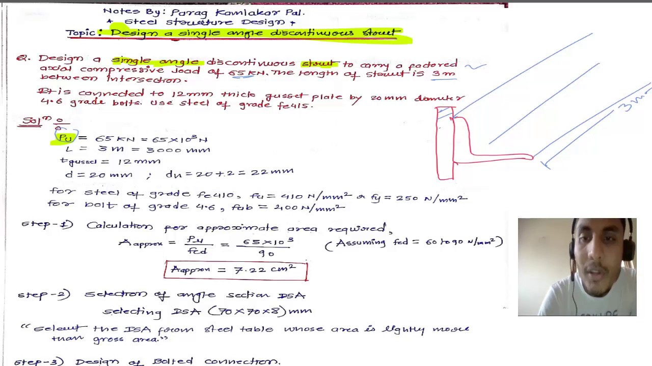 Design of single angle compression member | Steel Strcture | IS 800 ...