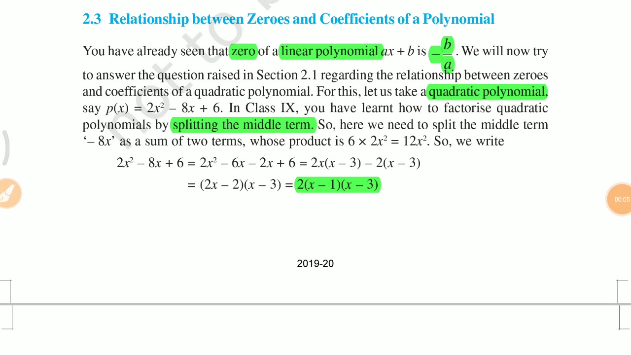 Polynomial Lecture4 #Relationship_between_zeroes_and_coefficient_of ...