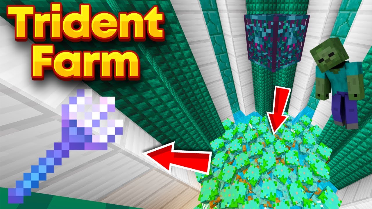 Minecraft Bedrock: The BEST Trident and Drowned XP Farm Tutorial MCPE ...