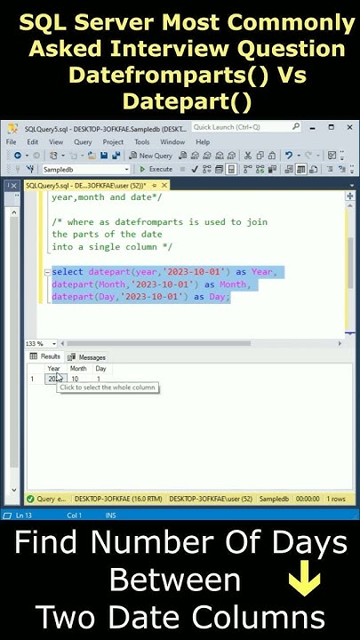 SQL Server interview questions Answers datefromparts Vs datepart - YouTube