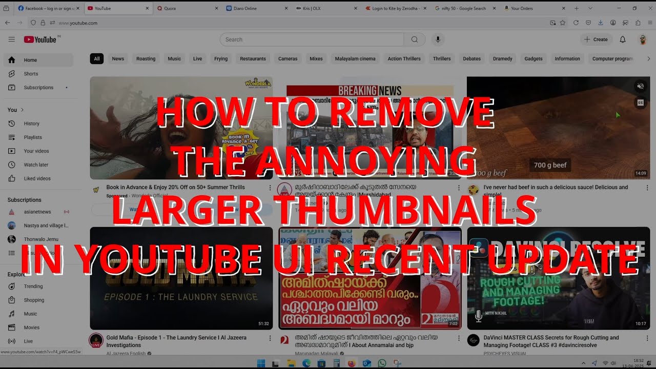 You Tube update with annoying larger thumbnails - The fix - YouTube