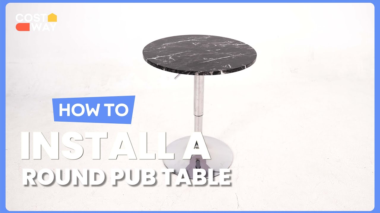How to Install the 360° Swivel Round Pub Table with Height Adjustable ...