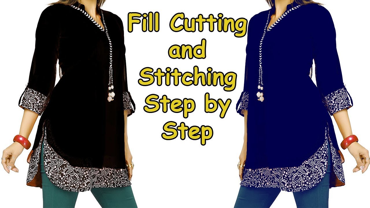 DIY Designer Top Cutting and Stitching with Designer Sleeves - YouTube