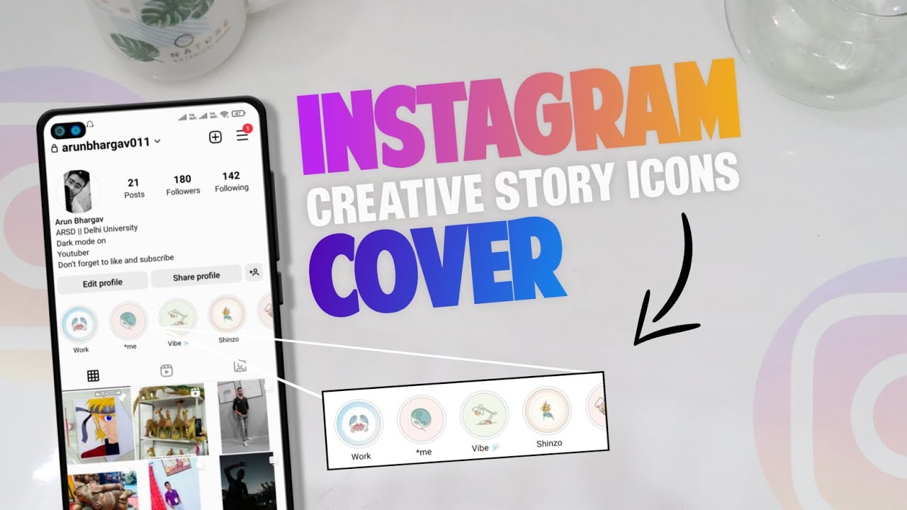 Instagram highlights cover add kare || creative Instagram profile ...