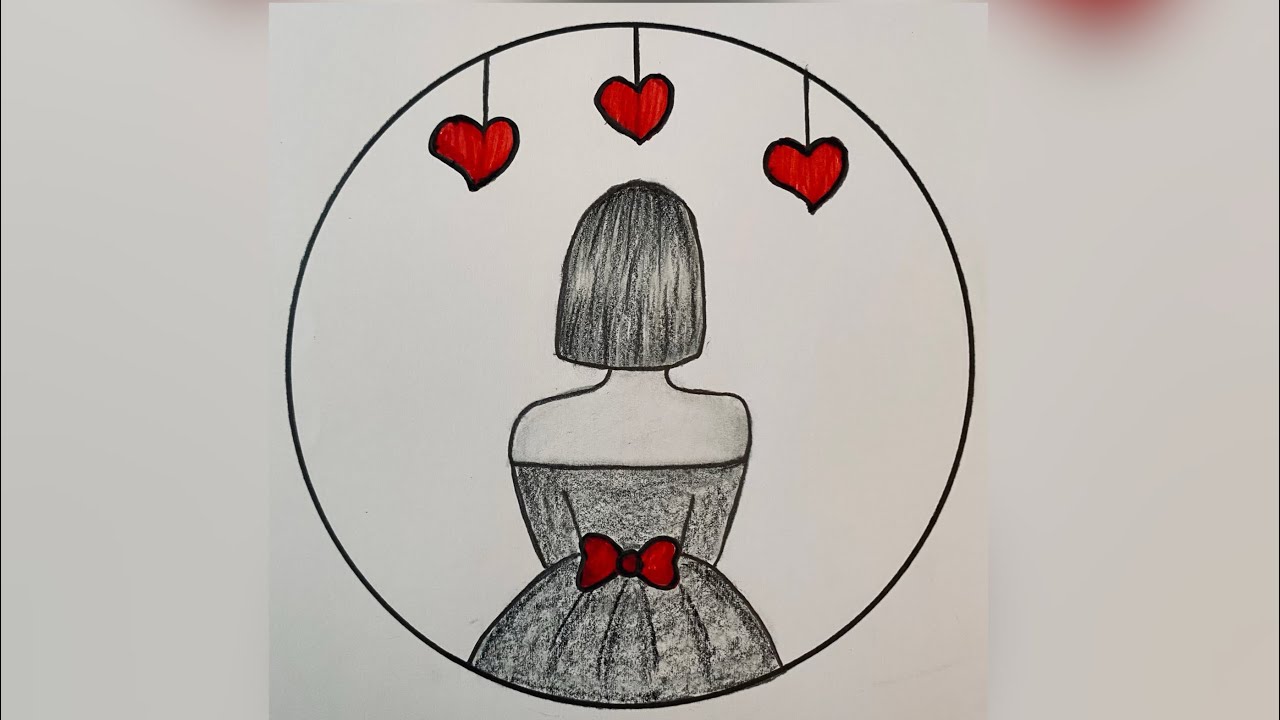 Easy Circle drawing|| simple girl drawing|| Step by step|| Circle ...