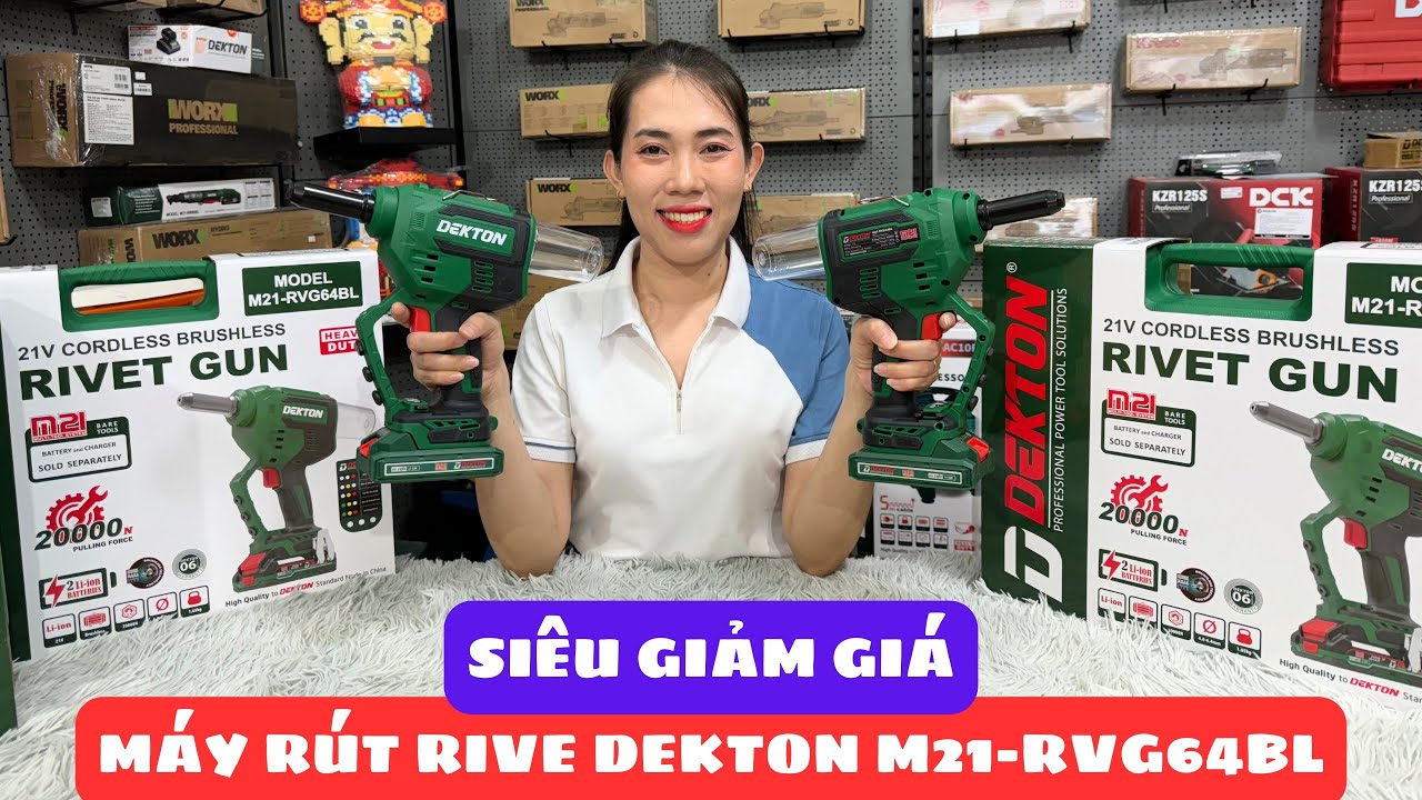 🔴Máy rút đinh, rút rive pin⚡️SIÊU GIẢM GIÁ⚡️Dekton M21 RVG640BL môtơ từ ...