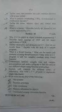 PROGRAMMING IN C++ QUESTIONS PAPER B.C.A ( SECOND SEMESTER) H.N.B.G.U ...