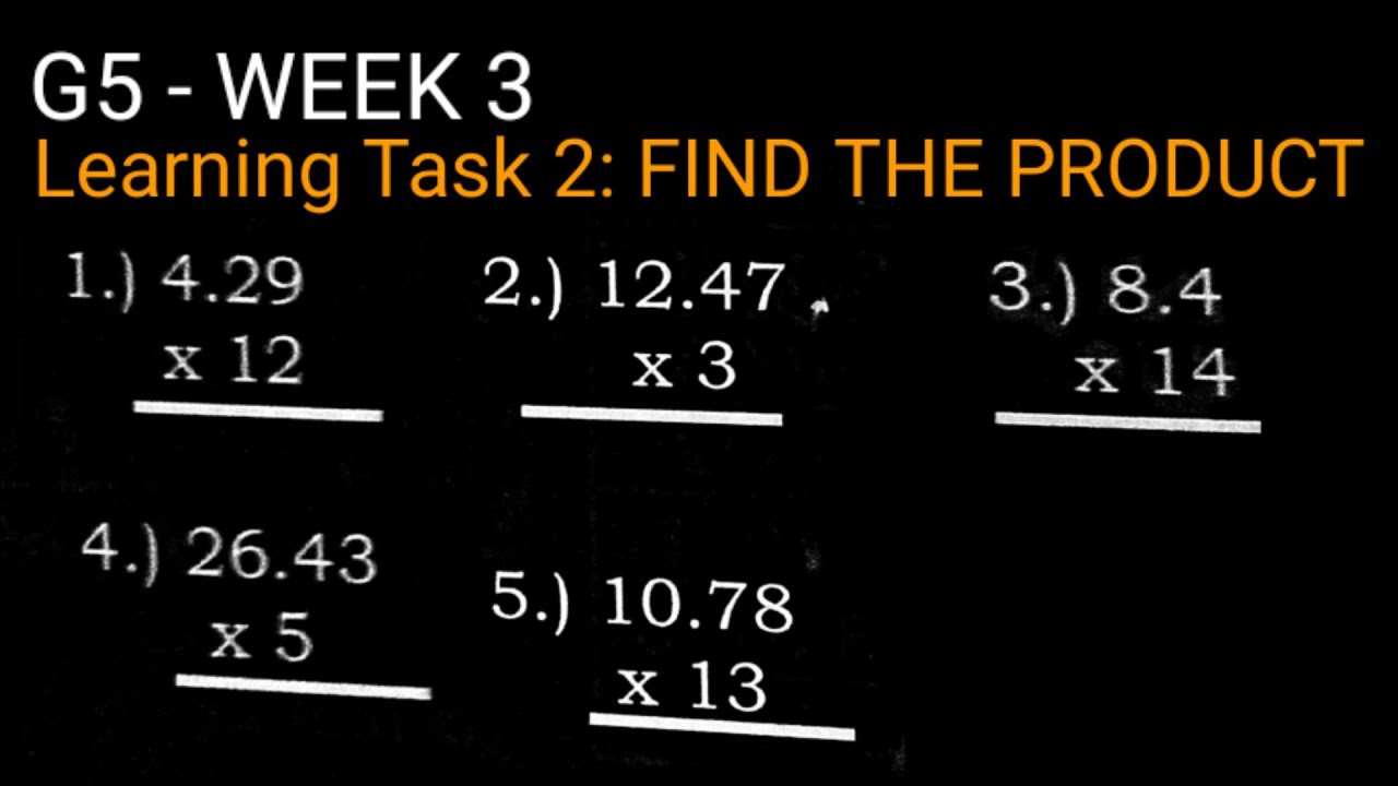 TAGALOG - Grade 5 week 4 Q1-Paano magMULTIPLY ng DECIMALS(2 Decimal ...