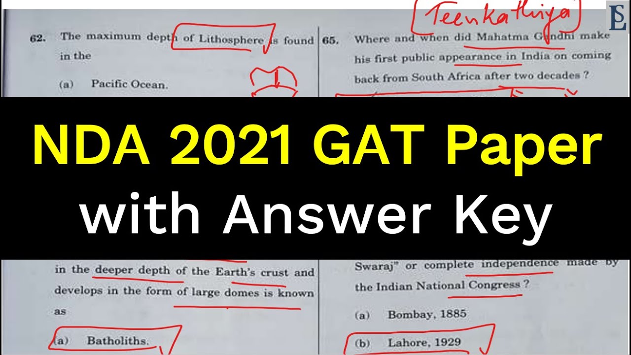 NDA 2021 GAT PAPER with Detailed Answer Key - YouTube