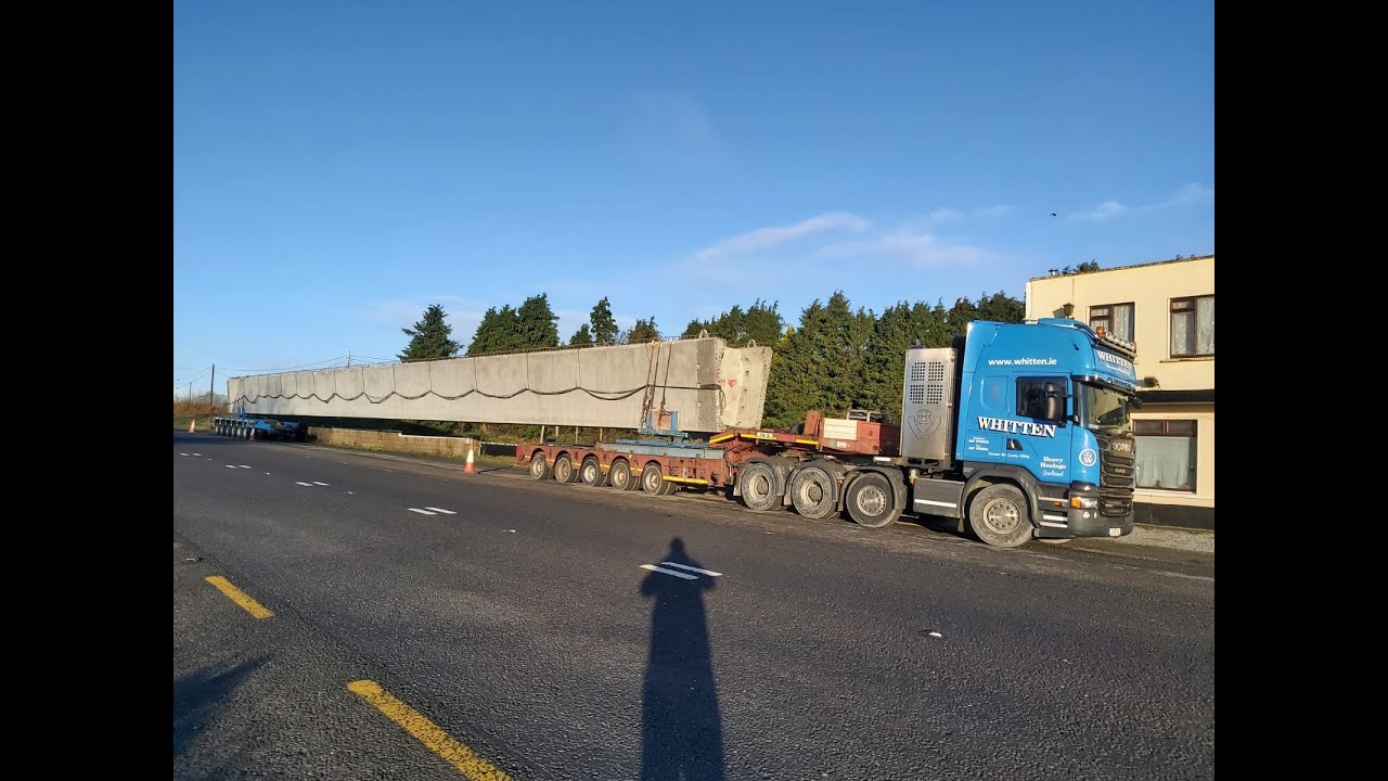 Whitten Road Haulage - 50m Bridge Beams - Banagher to Macroom - YouTube