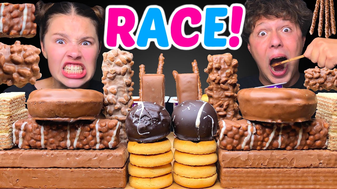 ASMR LEFTOVER DESSERT RACE! CHOCOLATE CANDY BARS, CAKE, CHOCOLATE ...