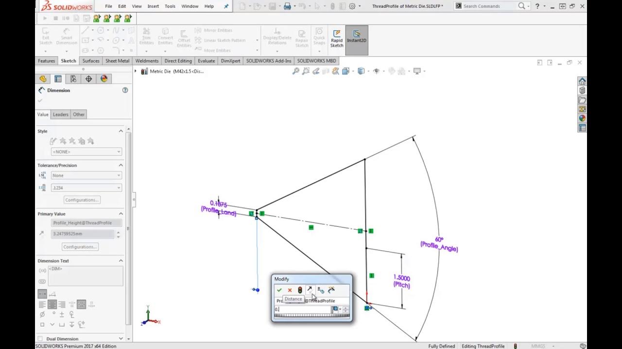 SOLIDWORKS Hints & Tips: Adding a custom thread - YouTube