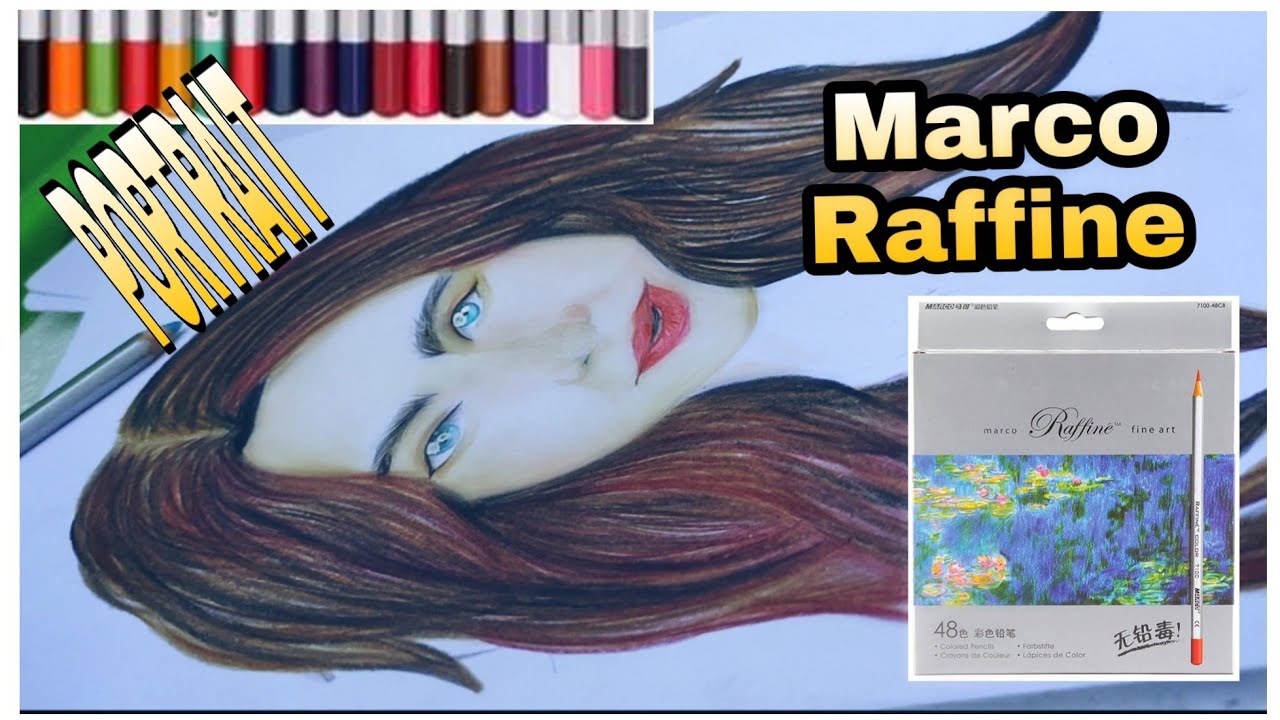 FREE HAND WOMAN PORTRAIT USING MARCO RAFFINE COLORED PENCILS - YouTube